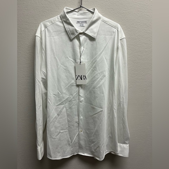 Zara | Shirts | Zara Knit Fabric White Dress Shirt | Poshmark